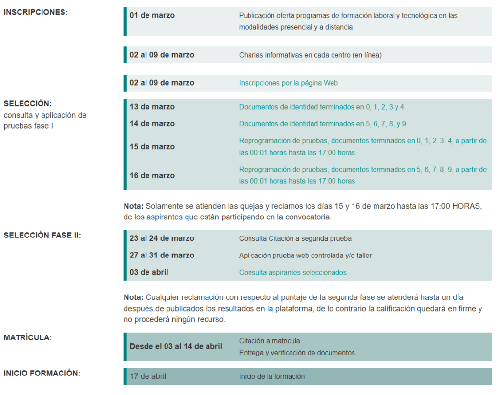 Inscripciones Sena 2024 - Cronograma y Convocatorias